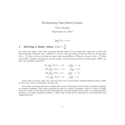 One sided limits | PDF