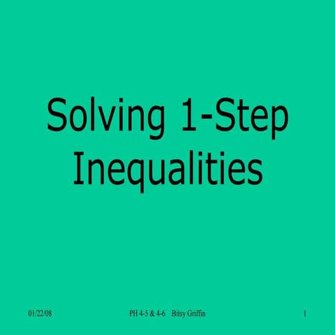 One Step Inequalities | PPT