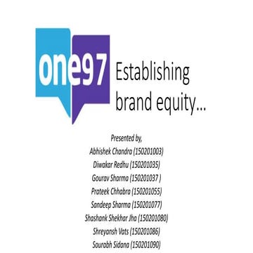 Brand equity that matters- One97 (Paytm) | PPT