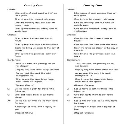 One by one church song | DOCX