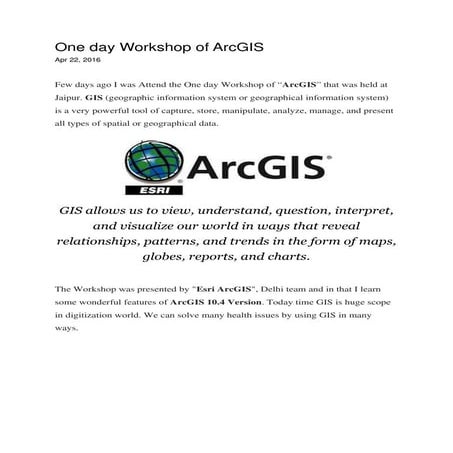 One day workshop of GIS | PDF | Geography | Science