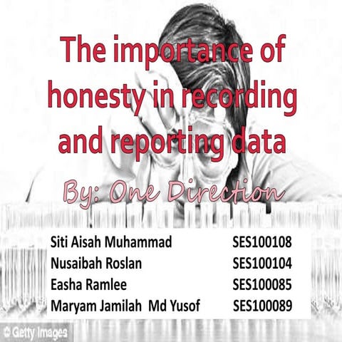 Ethics in scientific research- Honesty | PPT