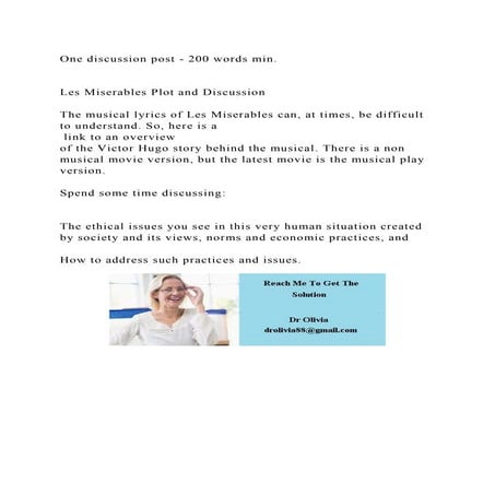 One discussion post - 200 words min.Les Miserables Plot and Di.docx