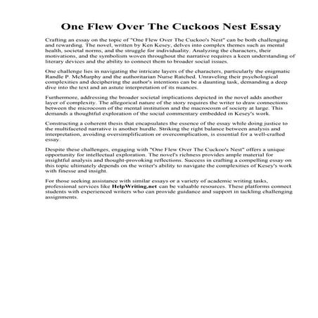 One Flew Over The Cuckoos Nest Essay. Video Essay: One Flew Over The ...