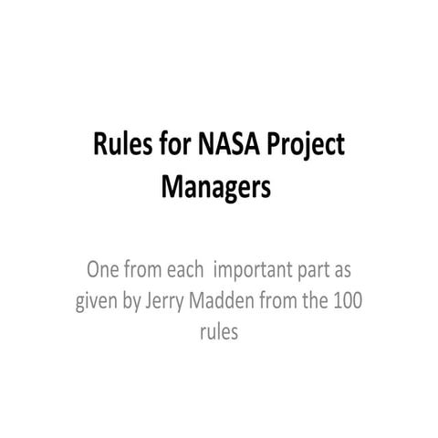 Rules for nasa project managers | PPT