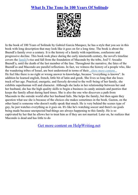 One Hundred Years Of Solitude Analysis | PPT