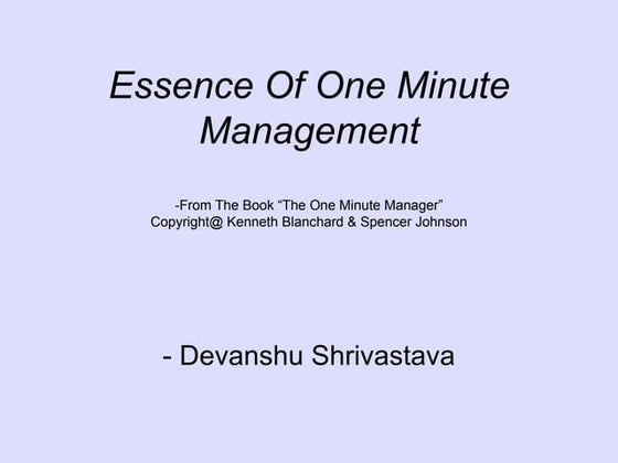 The One Minute Manager | PPTX | Career Advice | Careers