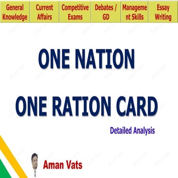 One nation one ration card | PPTX | Food & Drink