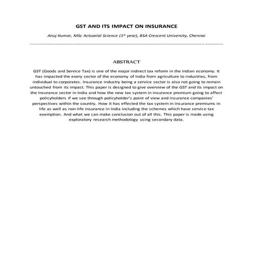 GST and Its Impact on Insurance | DOCX