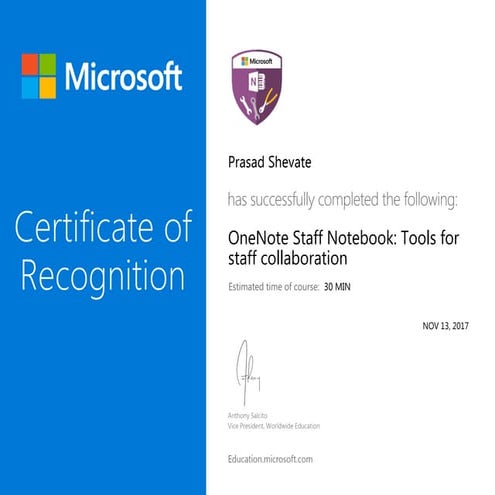 Microsoft Certificate One note staff notebook tools for staff ...