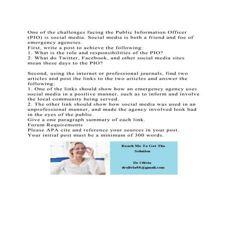 One of the challenges facing the Public Information Officer (PIO) .docx