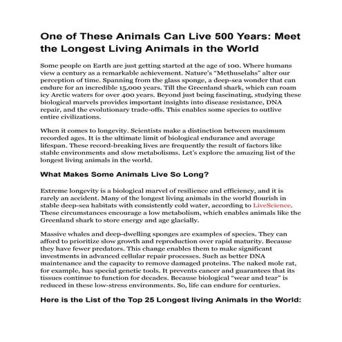 One of These Animals Can Live 500 Years_ Meet the Longest Living ...
