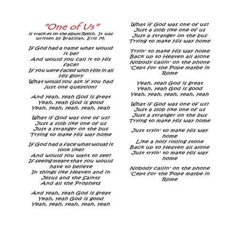 One of us lyrics | DOCX