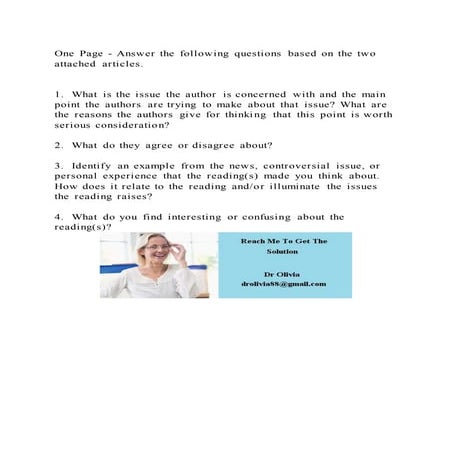 One Page - Answer the following questions based on the two attached | DOCX