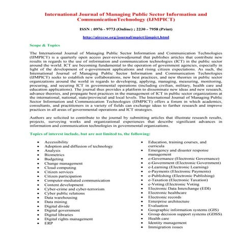 Call for Paper - International Journal of Managing Public Sector ...