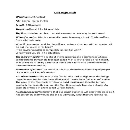 One page pitch | DOCX