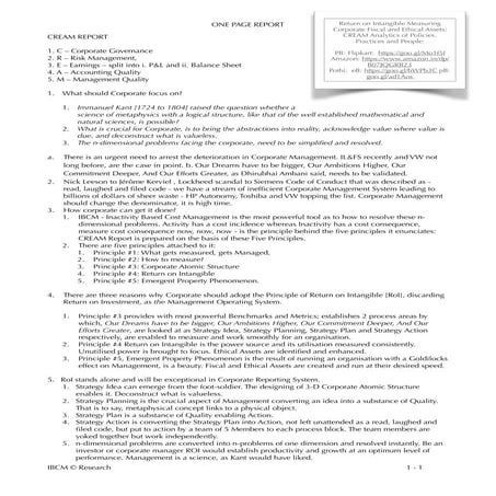 ONE PAGE REPORT - WHAT ROI CAN DO FOR CORPORATE? | PDF