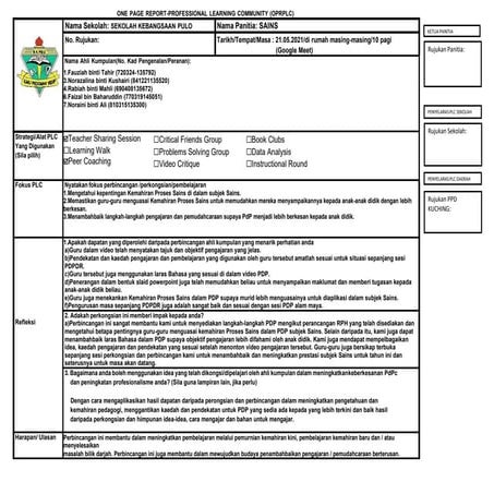 ONE PAGE REPORT PLC SK PULO panitiasainspojiah2021.pdf