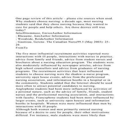 One page review of this article – please cite sources when used. .docx