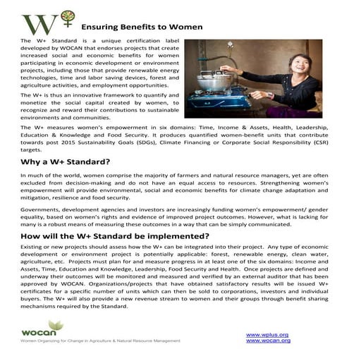 W+ One pager | PDF