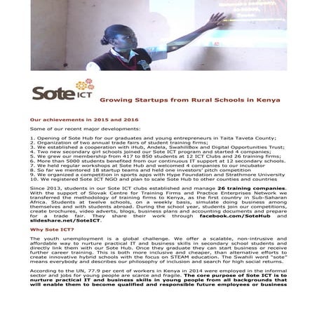 Sote ICT and Sote Hub - program overview 2016 | PDF