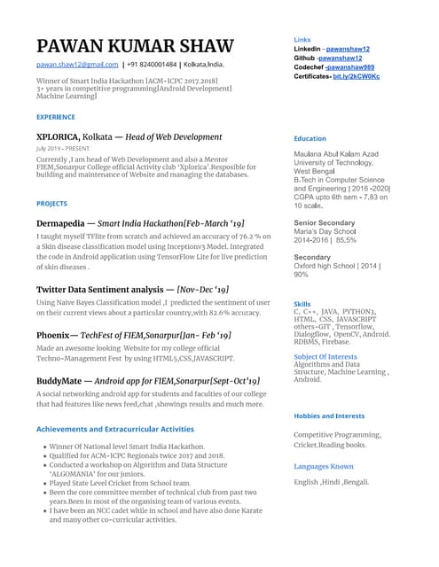 Pawan Kumar shaw Resume | PDF