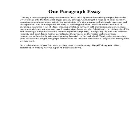One Paragraph Essay. 5 paragraph essays samples | PDF