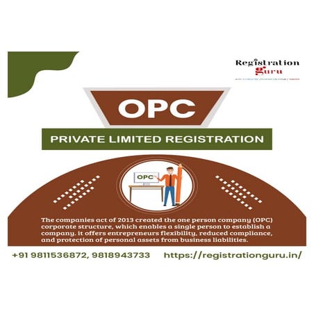 One Person Company (OPC) Registration in Noida | PDF