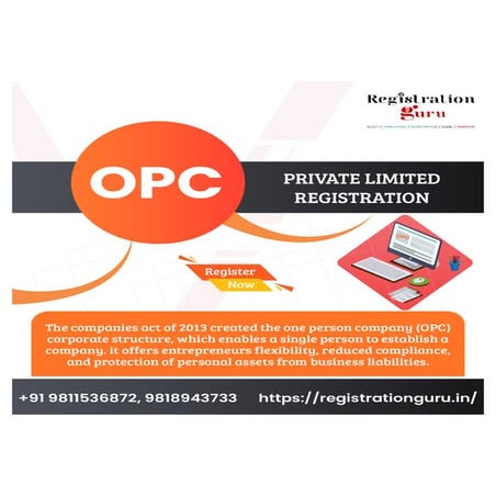 One Person Company (OPC) Registration In Delhi | PDF