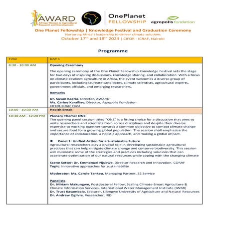 One Planet Fellowship Knowledge Festival Program Synosis | PDF