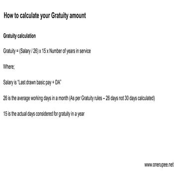 How to calculate Gratuity amount - onerupee.net