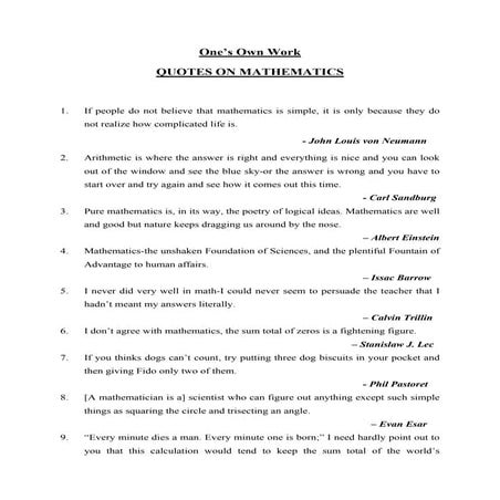 One’s own work quotes on mathematics | PDF