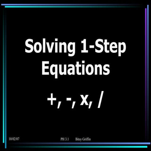 One-Step Equations | PPT