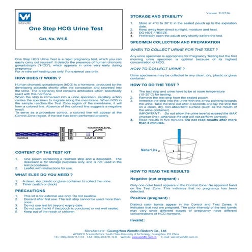 One Step HCG Urine Test - HOW DOES IT WORK? | PDF