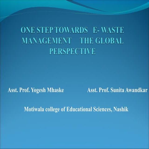 E waste & it’s management | PPTX