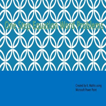 One Step Word Problems | PPT