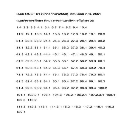 เฉลย Onet 51 | DOCX
