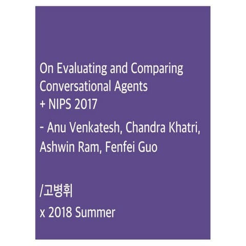 On evaluating and comparing conversational agents | PDF