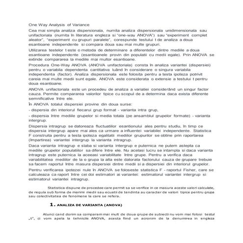 One way analysis of variance | DOCX