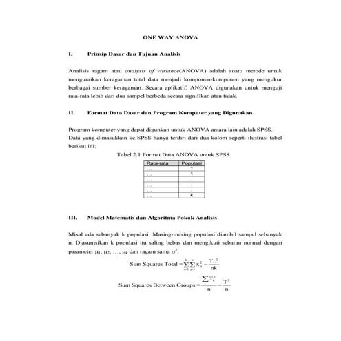 One way anova | PDF