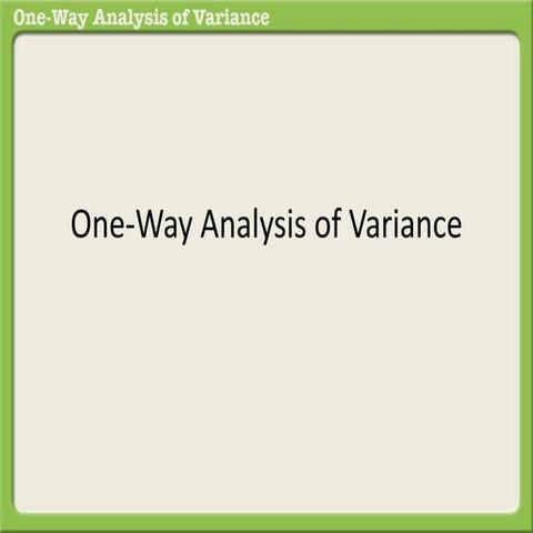 What is a one way anova? | PPTX