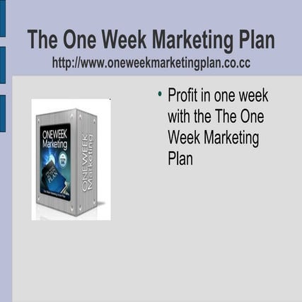 One Week Marketing Plan | PPT