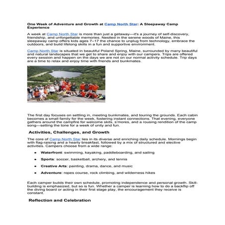 One-Week Sleepaway Camp.docxThe Benefits of a One-Week Sleepaway Camp ...
