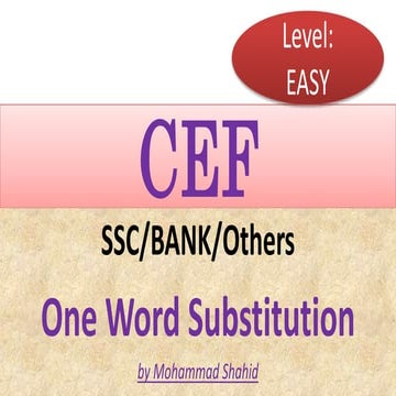 One word substitution part 1 Easy Level | PPTX | Religion & Spirituality