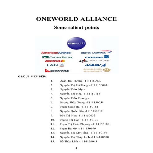 Oneworld alliance | DOCX