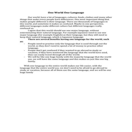 One world one language | DOCX
