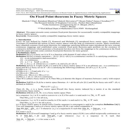 On Fixed Point Theorems In Fuzzy Metric Spaces Pdf Programming Languages Computing