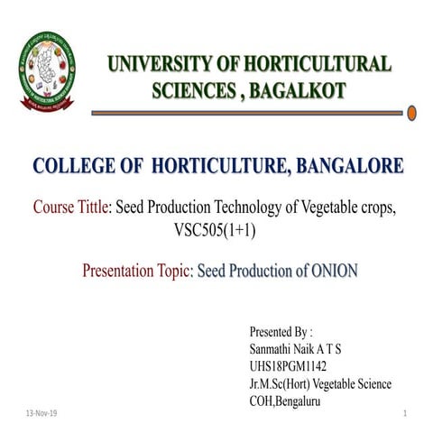 Advances in Onion Seed Production Technology. | PPTX