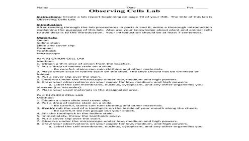 Microscope Mania Lab Sheet | PDF