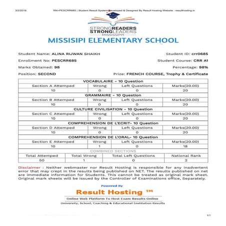 Online Exam Result System Result Hosting Pdf